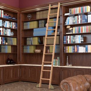 Library Ladder Kits with Brushed Satin Brass Hardware - Rolling Library ...